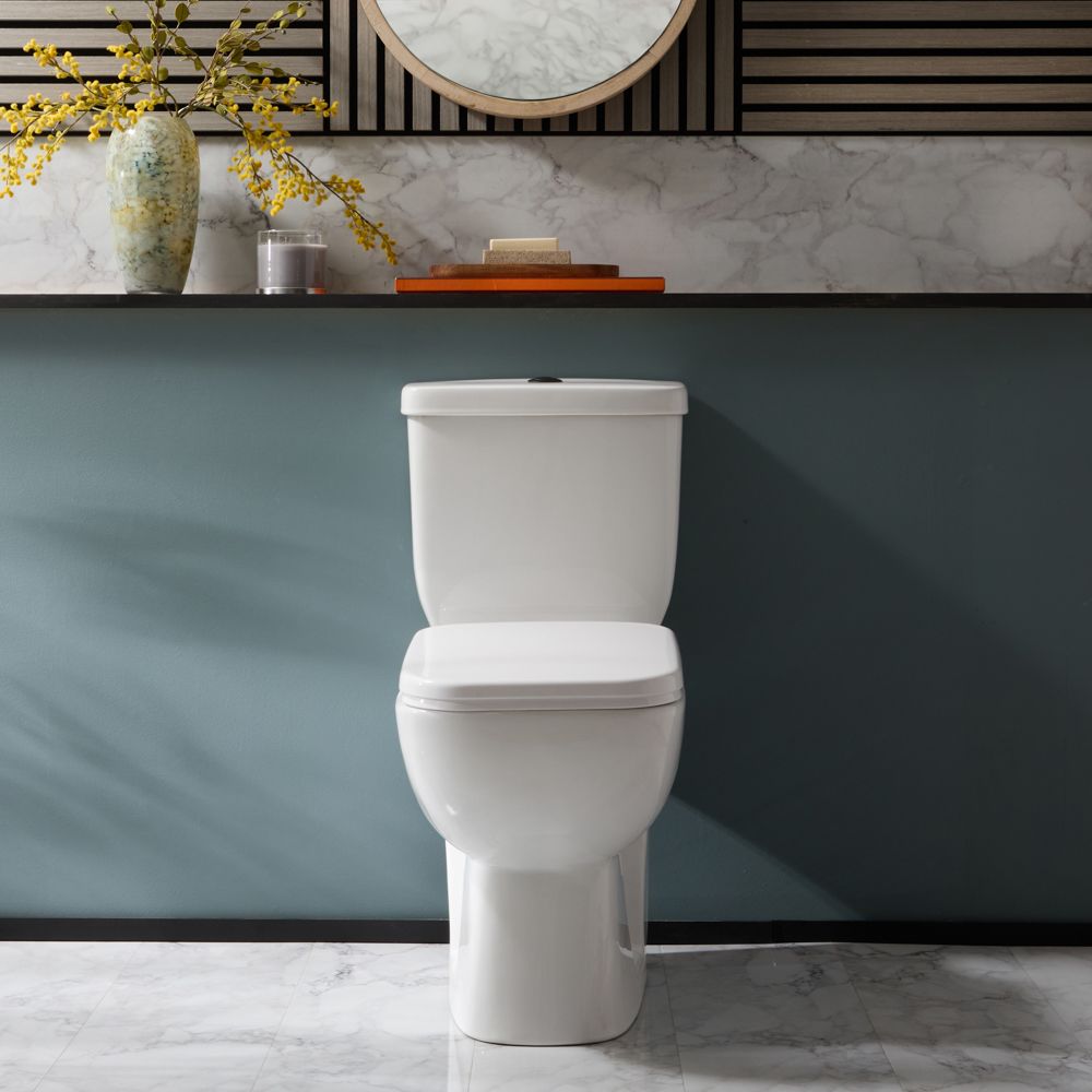 Stand-WC mit aufgesetztem Spülkasten & Spülknopf in Schwarz inkl. Sitz ...