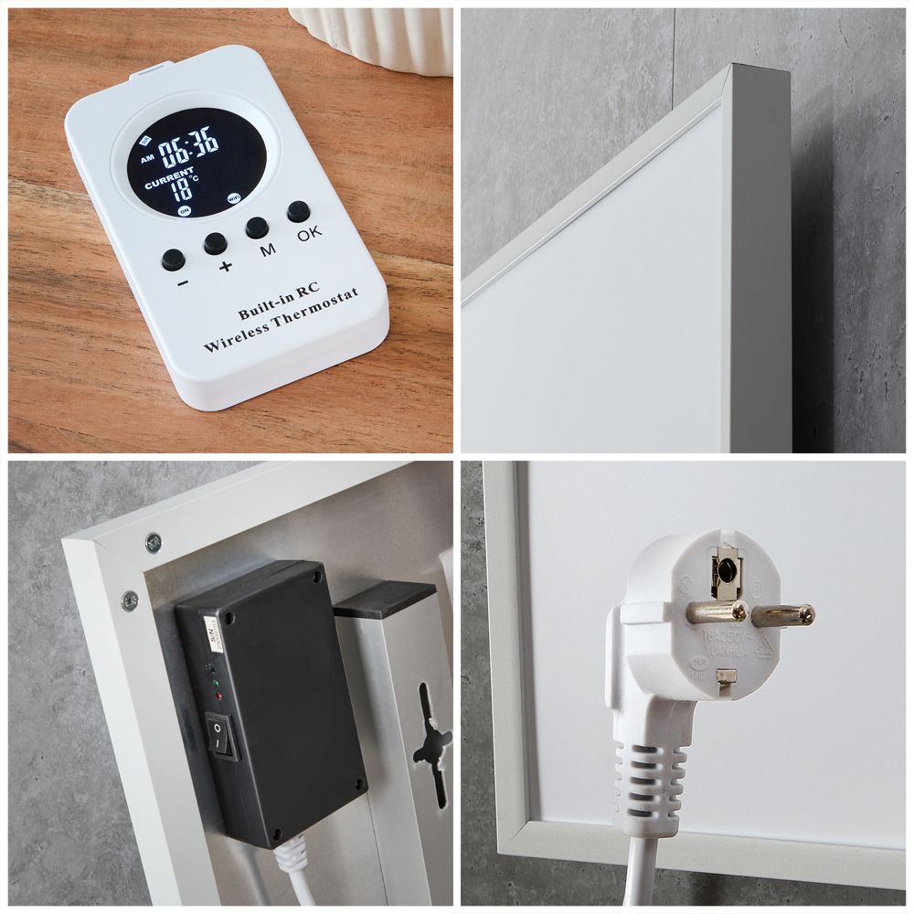 Smart-Infrarotheizung 505mm x 905mm mit Rahmen & EU-Stecker – Weiß - Teplo