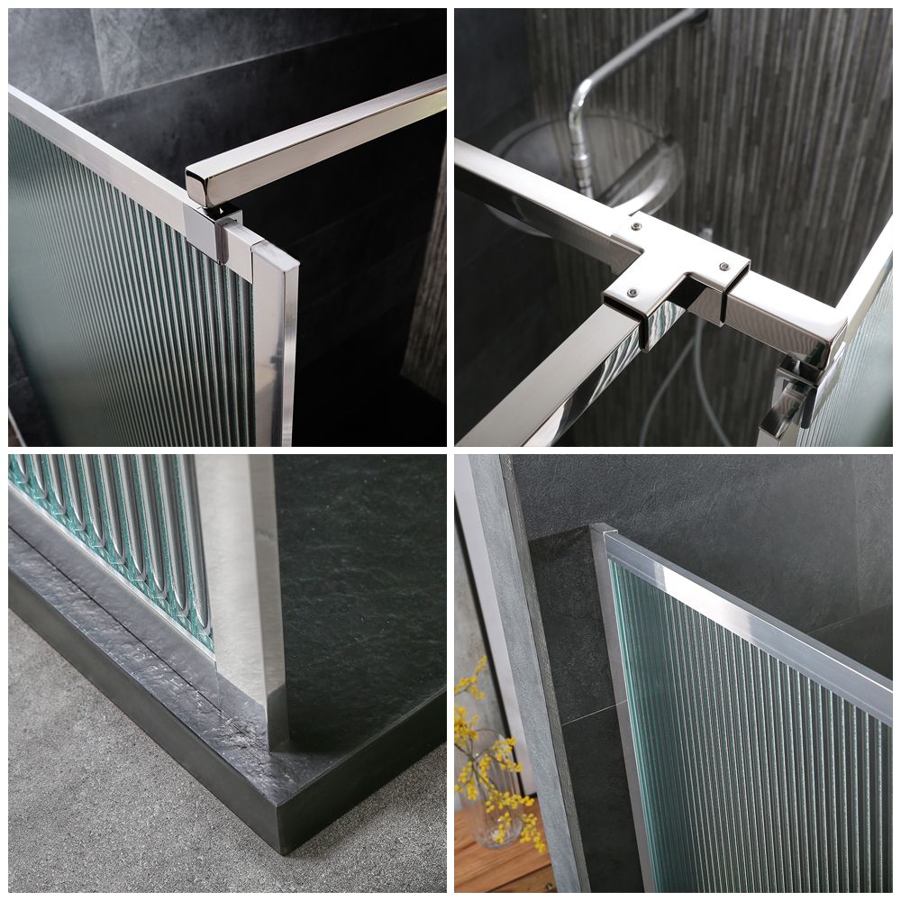 Walk-In Dusche mit geriffeltem Glas & Rahmen in Chrom, Eckeinbau - inkl ...